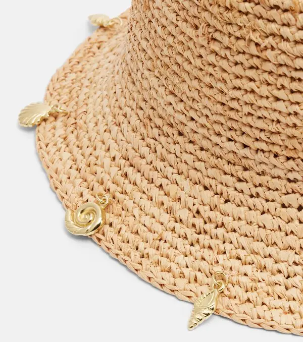 Oseree Embellished Raffia Bucket Hat
