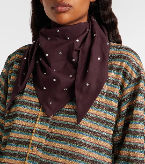 Oseree Embellished Cotton And Silk Scarf