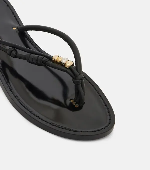 AMANU Kiwayu Leather Thong Sandals - Black