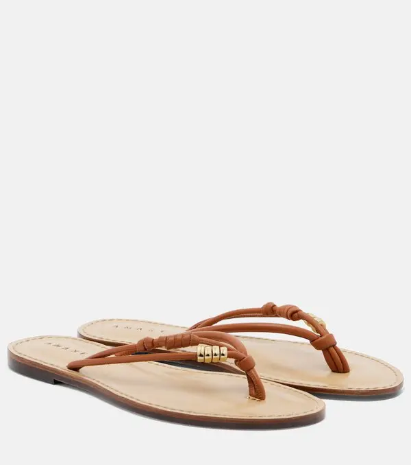 AMANU Leather Thong Sandals - Brown