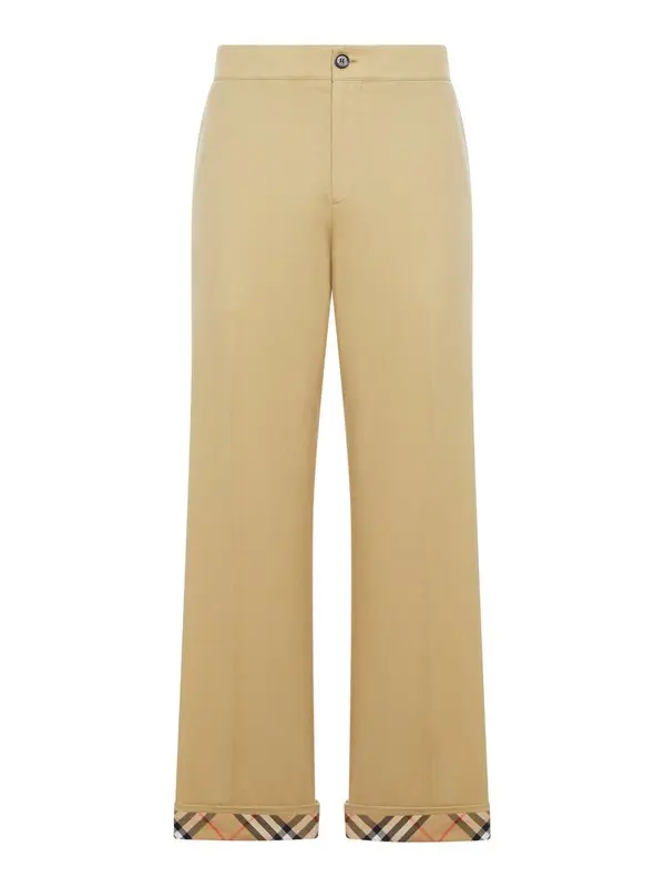 Burberry Gabardine Trousers With Embroidered Detail