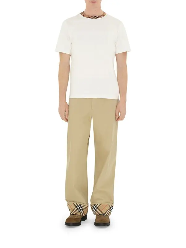 Burberry Gabardine Trousers With Embroidered Detail