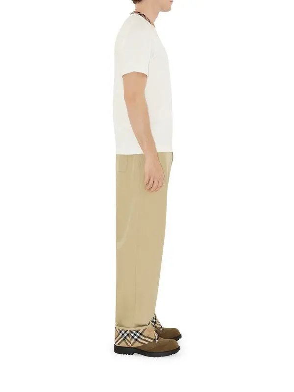 Burberry Gabardine Trousers With Embroidered Detail