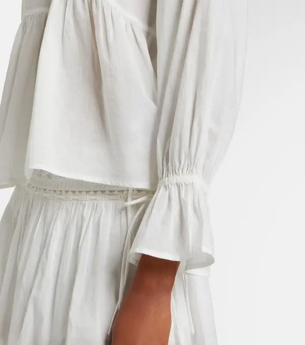 Posse Danielle Lace-trimmed Cotton Blouse Vintage - White