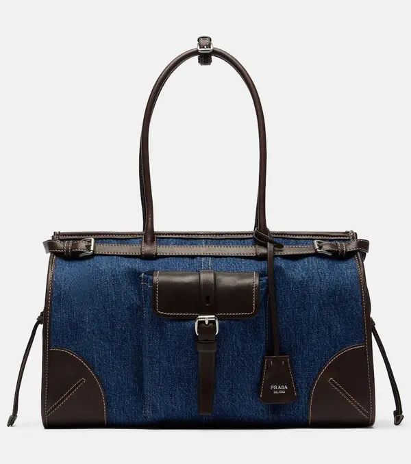Prada Bonnie Large Denim Shoulder Bag