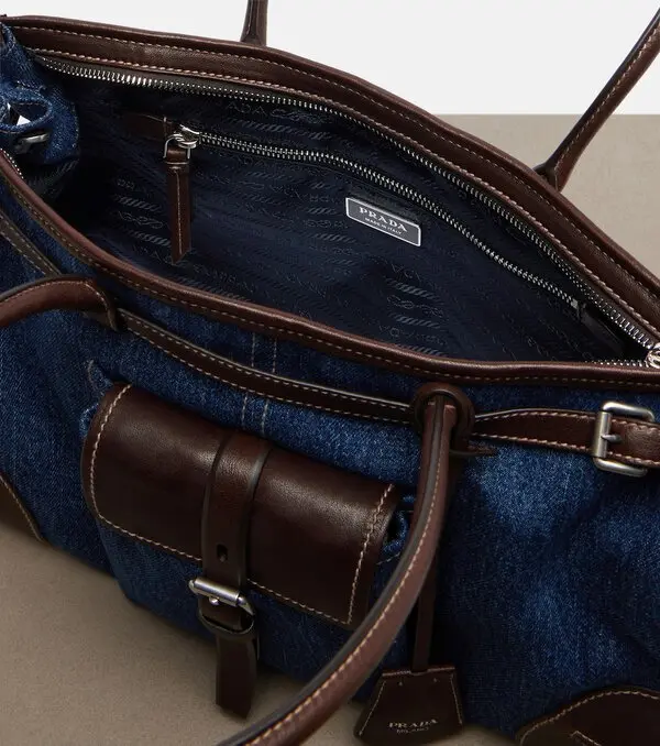 Prada Bonnie Large Denim Shoulder Bag
