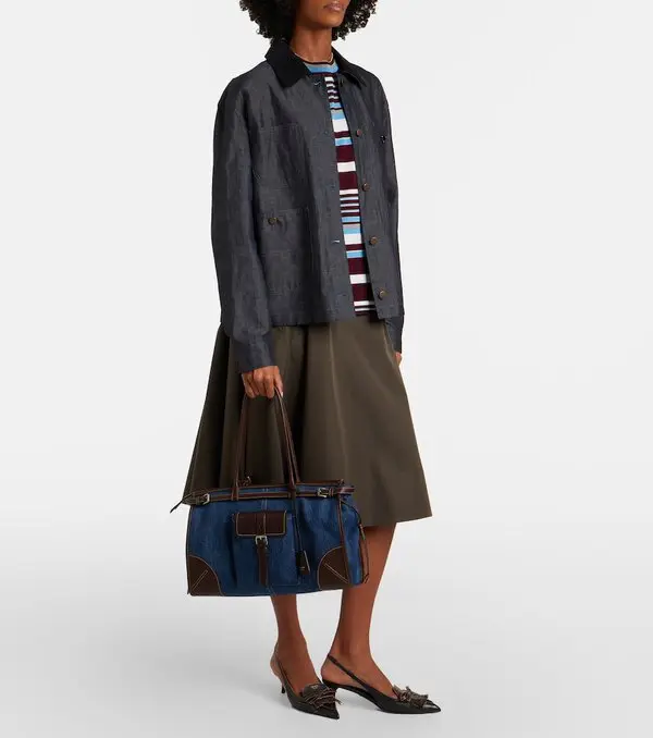 Prada Bonnie Large Denim Shoulder Bag