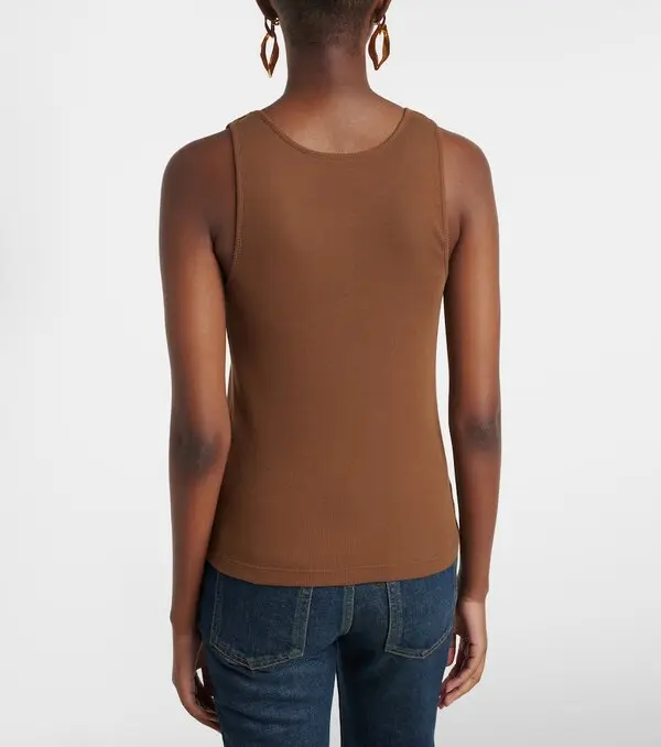 Saint Laurent Cassandre Cotton Jersey Tank Top - Brown