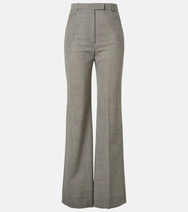 Alexander McQueen Gingham Wool Wide-leg Trousers