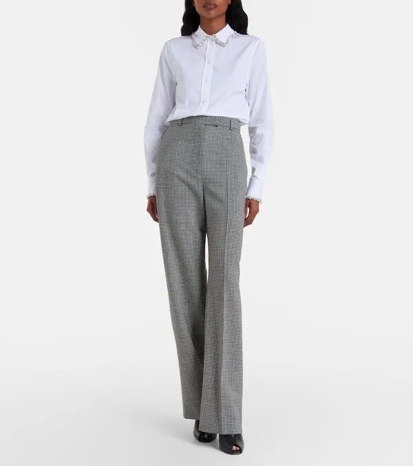 Alexander McQueen Gingham Wool Wide-leg Trousers