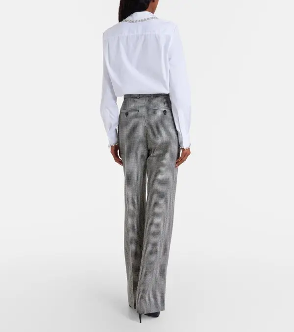 Alexander McQueen Gingham Wool Wide-leg Trousers