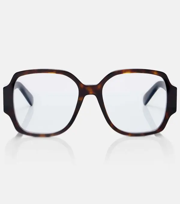 Dior Square Eyeglasses With Gold Tone Cd Detail - Brown
