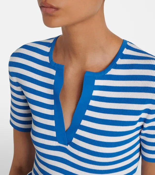 Max Mara Striped V-neck Knit Top With Detachable Scarf