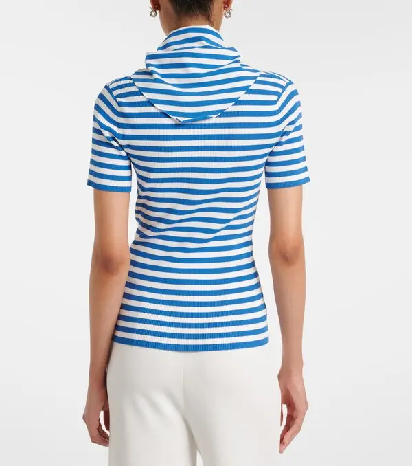 Max Mara Striped V-neck Knit Top With Detachable Scarf