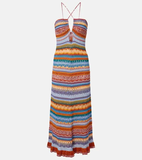 Etro Crochet Striped Maxi Dress - Multicoloured