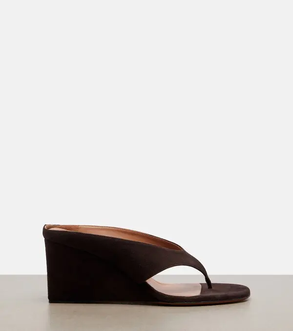 Alaïa Suede Wedge Sandals - Brown