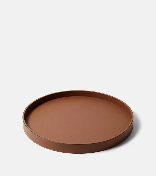 GIOBAGNARA Polo Large Leather Tray - Brown