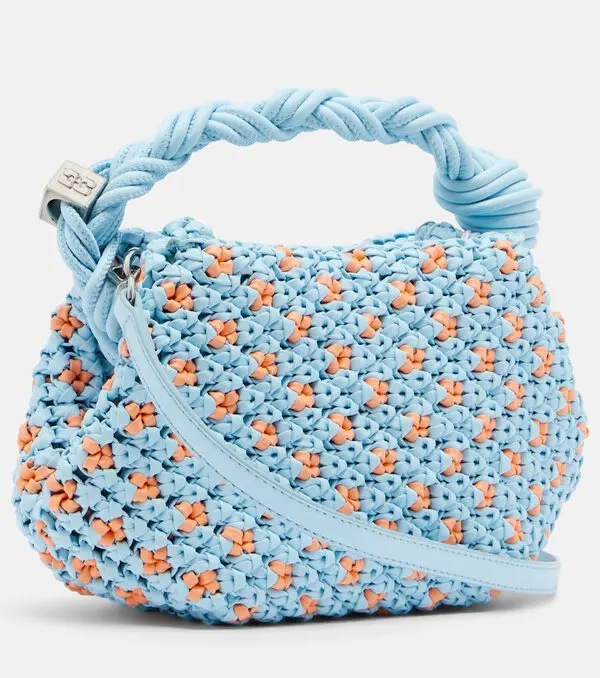 GANNI Bou Mini Woven Top-handle Bag - Blue