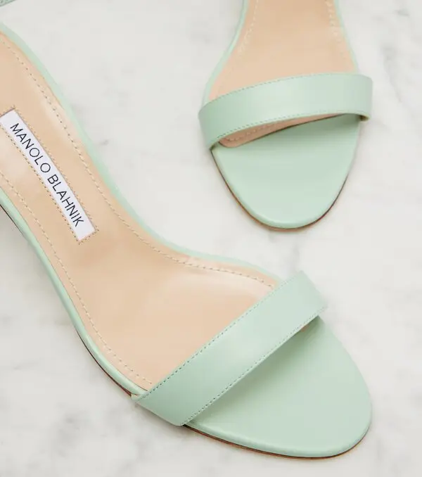 Manolo Blahnik Chaos Leather Almond Toe Sandals