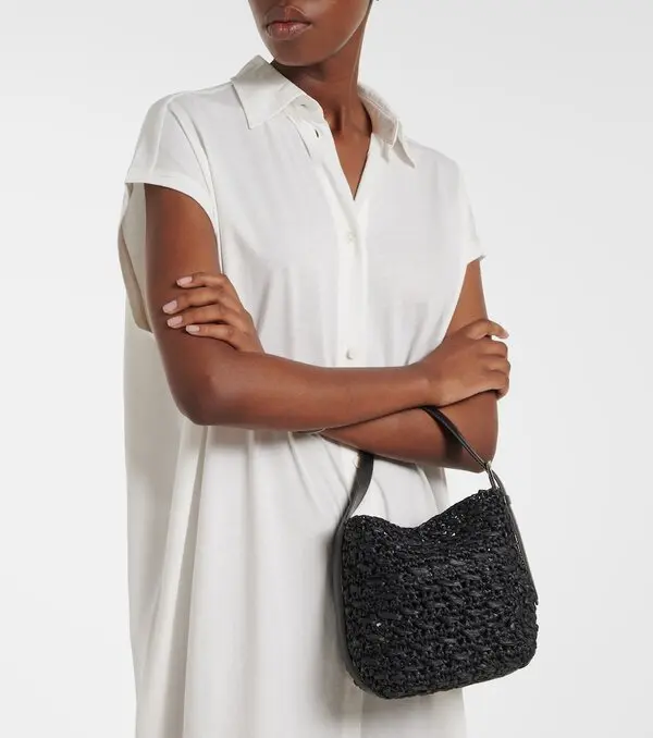 TOTEME Small Belted Raffia Top-handle Bag - Black