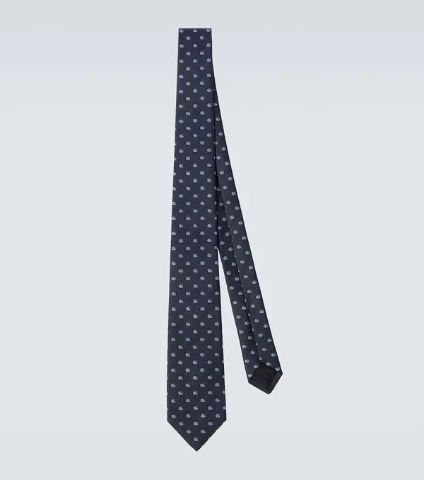 Gucci Double G Silk Jacquard Tie - Blue