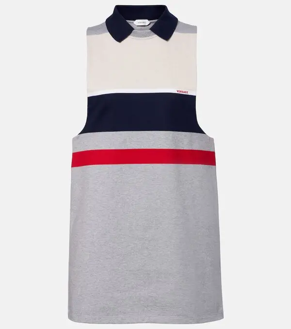 Versace Striped Cotton Jersey Polo Dress