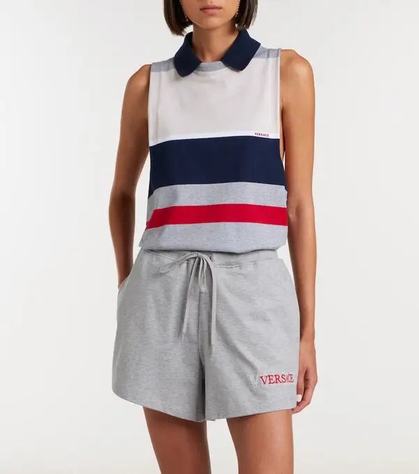 Versace Striped Cotton Jersey Polo Dress