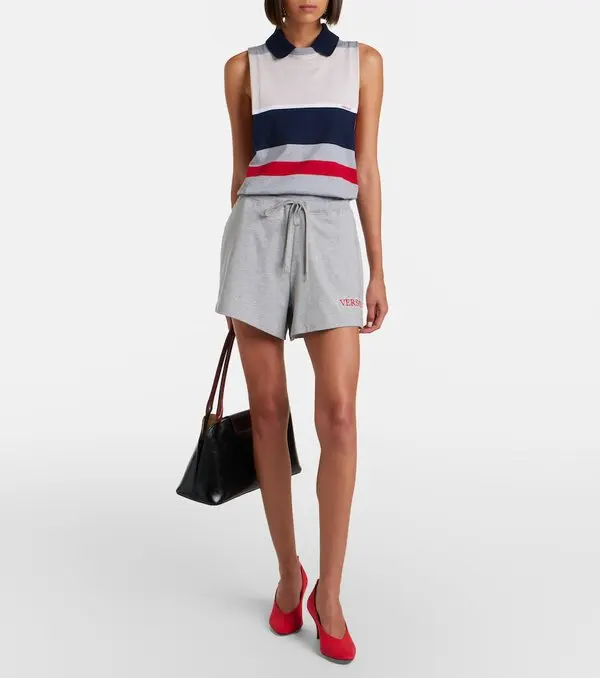 Versace Striped Cotton Jersey Polo Dress