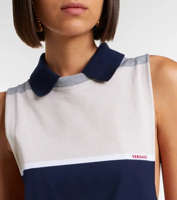 Versace Striped Cotton Jersey Polo Dress