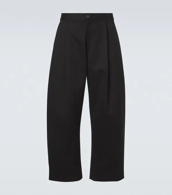 Studio Nicholson Sorte Cotton Wide-leg Pants - Black