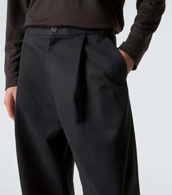 Studio Nicholson Sorte Cotton Wide-leg Pants - Black