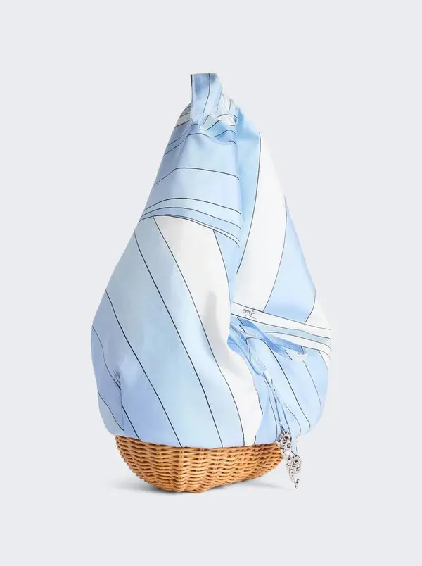 Emilio Pucci Printed Silk Twill And Wicker Handbag