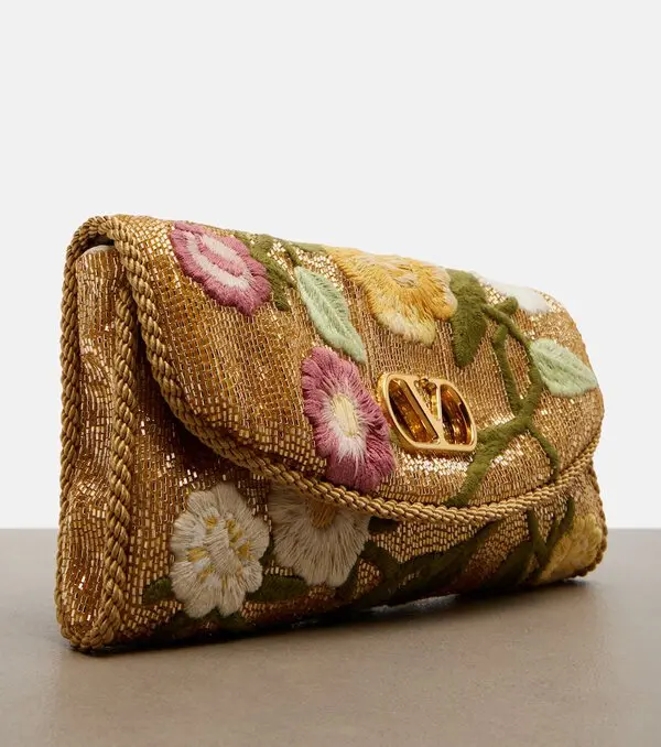 Valentino Garavani Small Beaded Floral Shoulder Bag