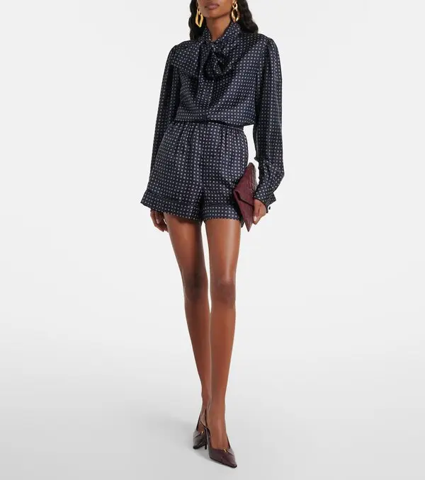 Saint Laurent Printed Silk Shorts
