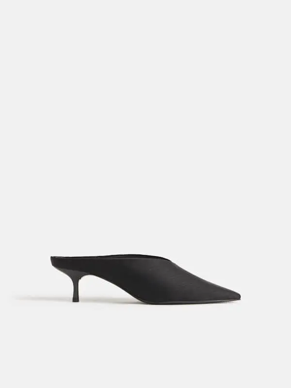 REFORMATION Marzella Heeled Mule Plisse Satin