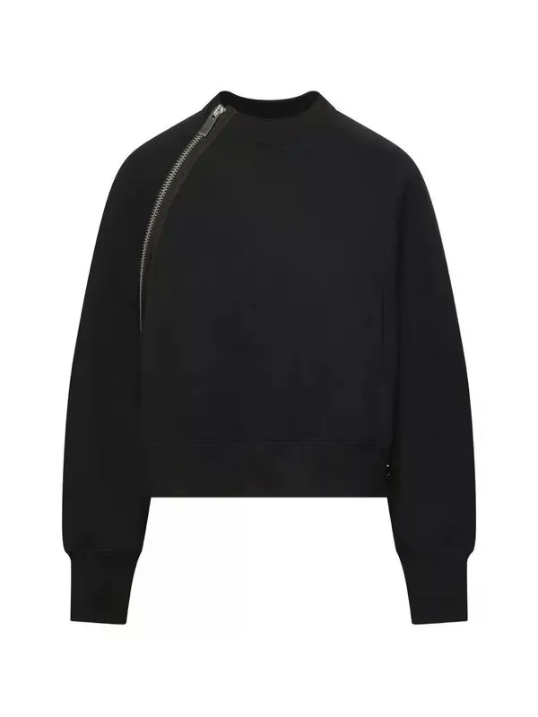 Sacai Asymmetric-zip Sponge Sweatshirt - Black