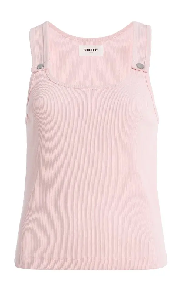 Still Here Ribbed Cotton Tank Top - Pink