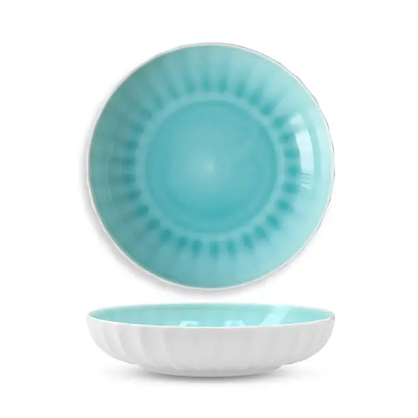 FORTESSA Blyss Bone China Low Dinner Bowl, Set Of 4 - Turquoise
