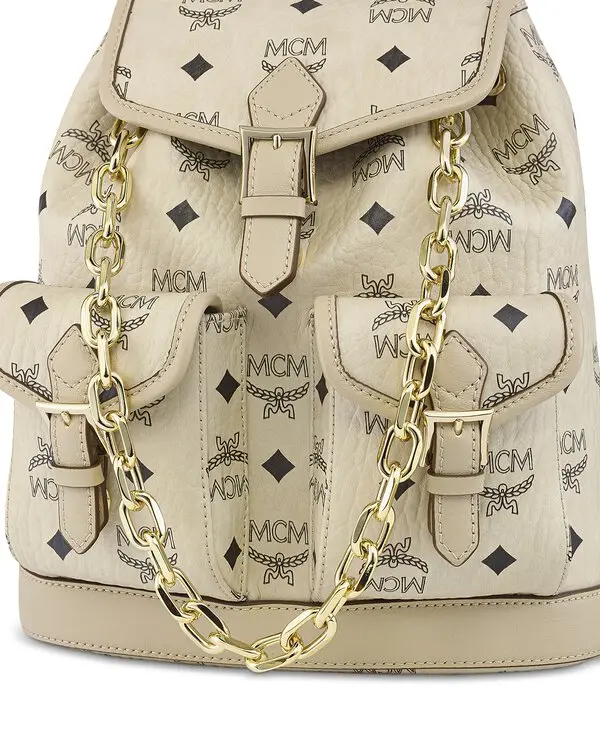 Mcm Aren Mini Visetos Leather Backpack