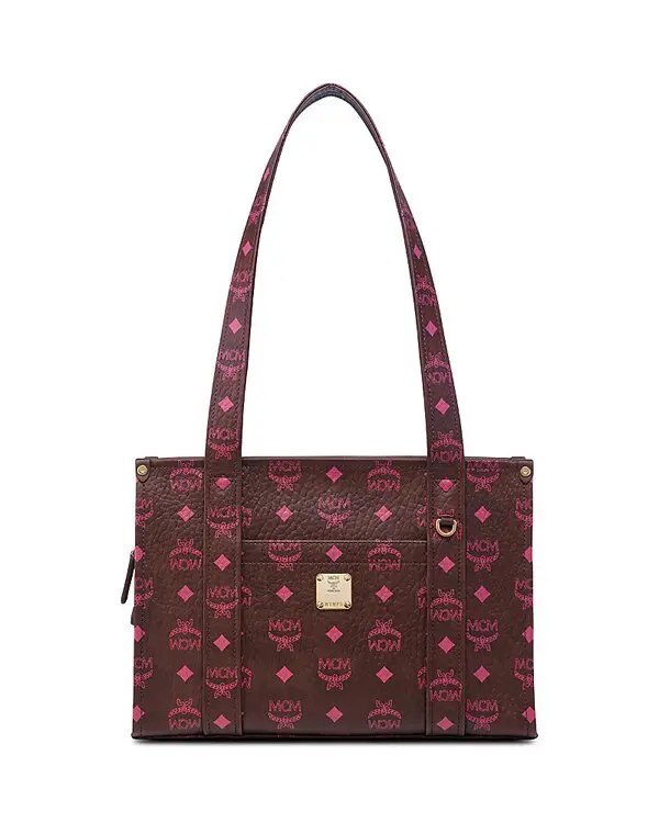 Mcm Aren Vi Small Monogrammed Tote Bag