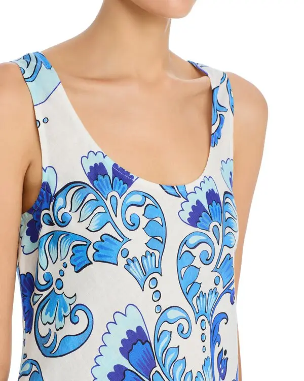 Johnny Was Printed Linen Midi Dress