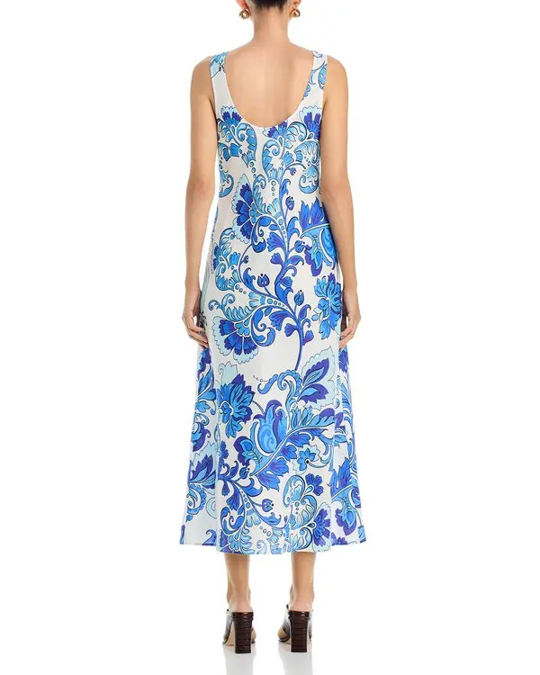 Johnny Was Printed Linen Midi Dress