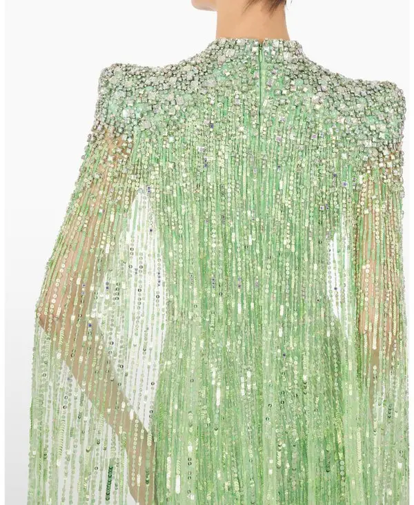 Jenny Packham Embellished Cape Maxi Dress - Calypso