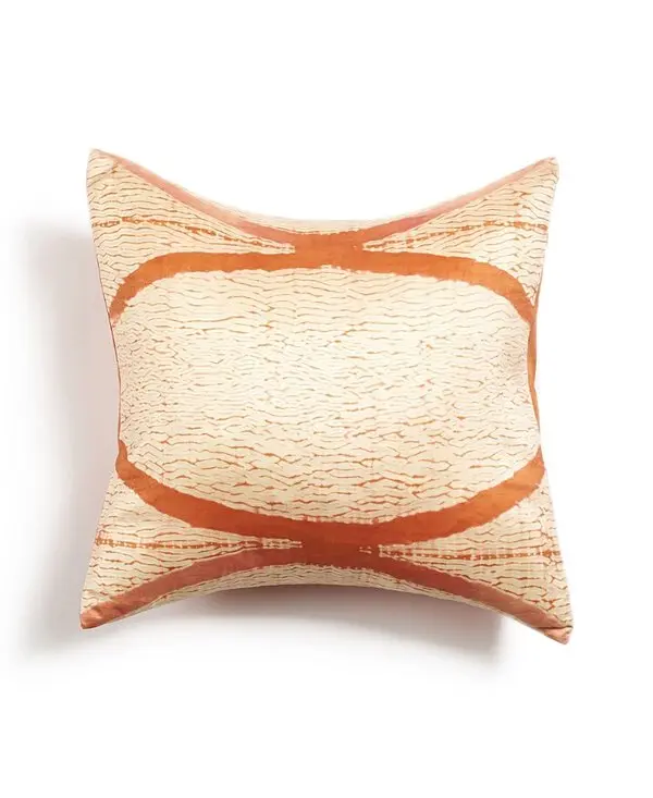 STUDIO VARIOUSLY Arc Hand Crafted Shibori Print Mulberry Silk Pillow Cover Only - Coral