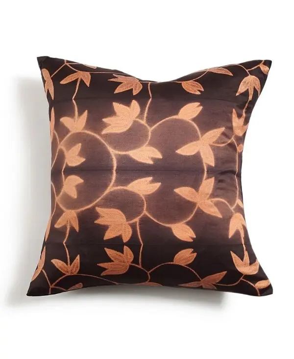 STUDIO VARIOUSLY Folio Handcrafted Shibori Mulberry Silk Pillow Cover Only - Brown