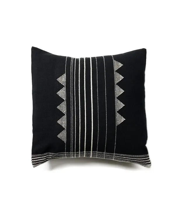 STUDIO VARIOUSLY Kora Handloom Artisanal Pillow, Cover Only - Black