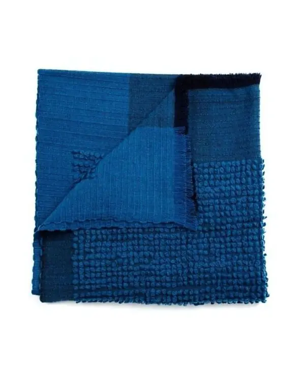 STUDIO VARIOUSLY Macaroon Plush Textured Merino Handloom Throw - Indigo