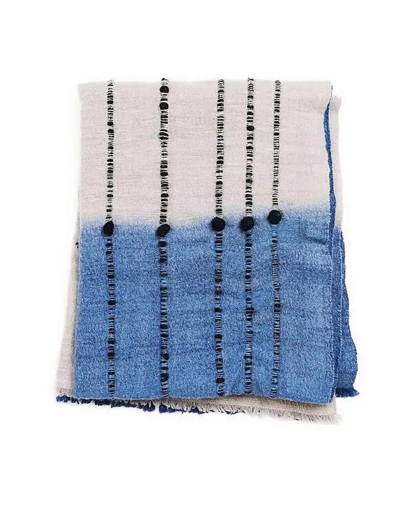 STUDIO VARIOUSLY Hand Knotted Merino Textured Mari Throw Blanket - Blue