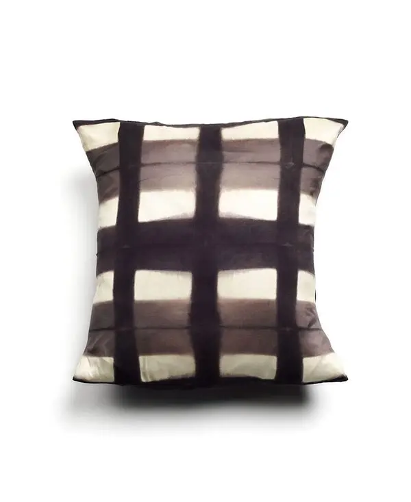 STUDIO VARIOUSLY Melo Handcrafted Shibori Print Mulberry Silk Pillow, Cover Only, 20 X 20 - Black