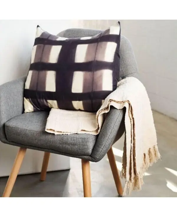 STUDIO VARIOUSLY Melo Handcrafted Shibori Print Mulberry Silk Pillow, Cover Only, 20 X 20 - Black